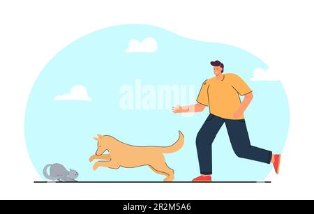 Man breaking up fight between dog and cat Stock Vector Image & Art - Alamy