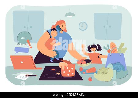 Busy mom holding baby and doing tasks Stock Vector Image & Art - Alamy