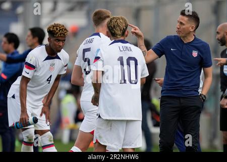 Coach Mikey Varas of the United States yells from the sidelines during ...