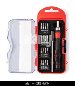 Mechanical bit tool set isolated on white background Stock Photo - Alamy