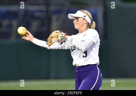 May 19, 2023: Washington infielder Baylee Klingler (8) hits a double to ...