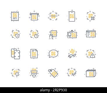 "QR Code Icons - Black, Yellow, and Blue Designs for Digital Scanning ...