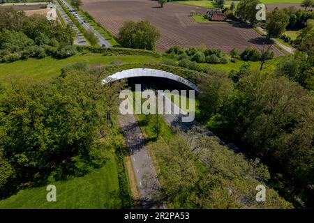 The Netherlands, Wierden. Wildlife bridge, Wildlife crossing. Ecoduct ...