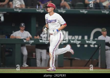 Texas Rangers' Corey Seager runs after hitting a two-run double against ...