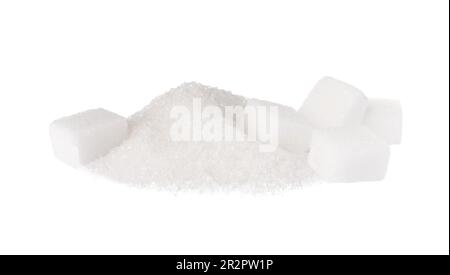 Granulated and cubed sugar isolated on white Stock Photo - Alamy