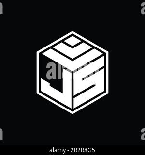 JS Logo monogram gaming with hexagon geometric shape design template ...