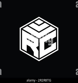 RC Logo monogram with hexagon geometric shape isolated outline design ...