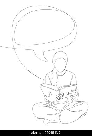 Speech bubble with girl reading book illustration Stock Vector Image ...