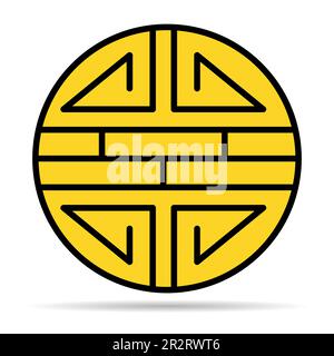 Traditional shou shadow icon, spiritual isolated shu flat symbol, asian ...