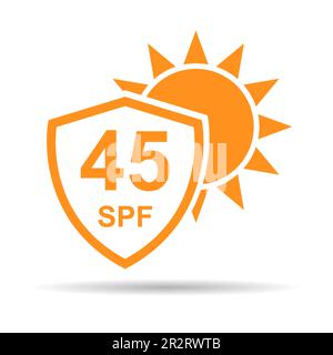 Sun protection factor 45 icon shadow, uv radiation block symbol, sun ...