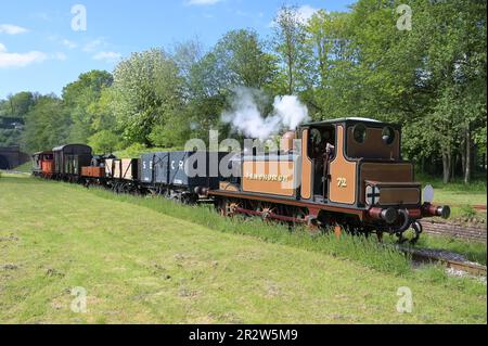 "Fenchurch" pulling a freight train on the Bluebell Railway Stock Photo ...