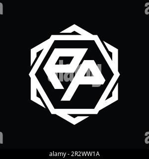 PP Logo monogram hexagon shape with geometric abstract isolated outline ...