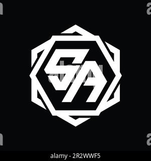 SA Logo monogram hexagon shape with geometric abstract isolated outline ...