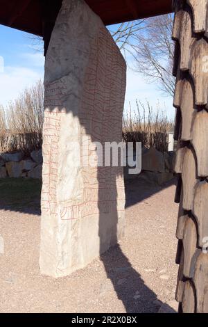 Ancient characters carved in the Rök Runestone. The stone featuring the ...