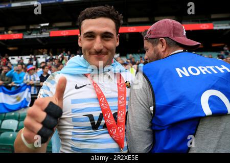 Argentina's Rodrigo Isgro celebrates after winning against Fiji in the ...