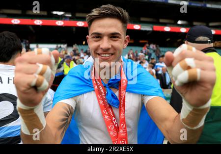 Argentina's Marcos Moneta celebrates after winning against Fiji in the ...