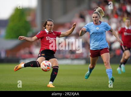 Manchester United's Vilde Boe Risa celebrates by jumping on the back of ...