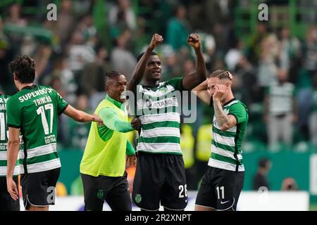 Sporting's Ousmane Diomande, second from right, celebrates with his ...