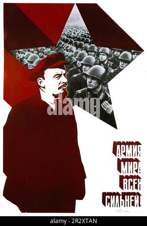Propaganda posters depicting Lenin who founded the Soviet Union, a one ...