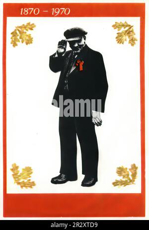 Propaganda posters depicting Lenin who founded the Soviet Union, a one ...