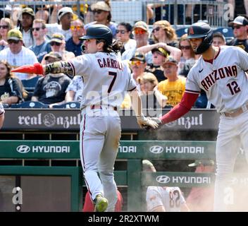 Arizona Diamondbacks' Corbin Carroll celebrates his solo home run ...