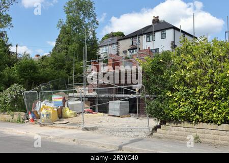 Suburban House construction, Sheffield England UK. Building works on ...