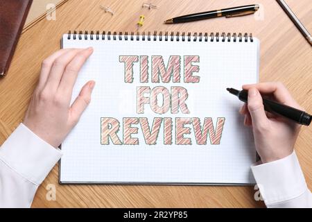 Review Time words Top view Stock Photo - Alamy
