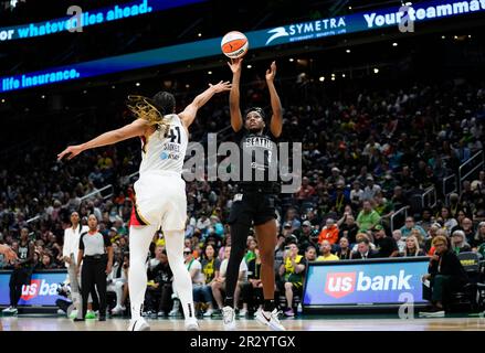 Seattle Storm guard Kaila Charles (3) looks on against the Las Vegas ...