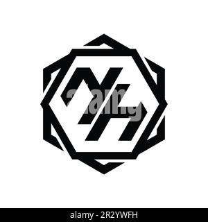 NH Logo monogram hexagon shape with geometric abstract isolated outline ...