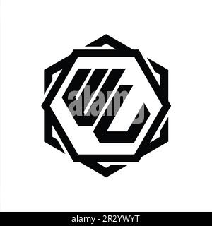 WV Logo monogram hexagon shape with geometric abstract isolated outline ...