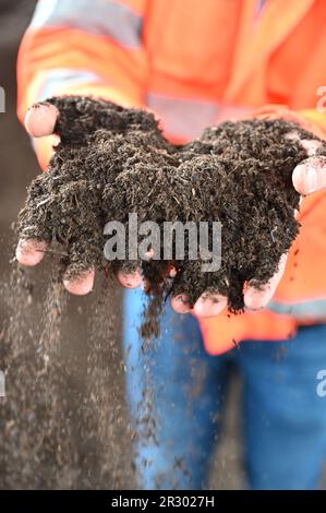 Bad Rappenau, Germany. 25th Apr, 2023. At the Bauer company, compost is ...