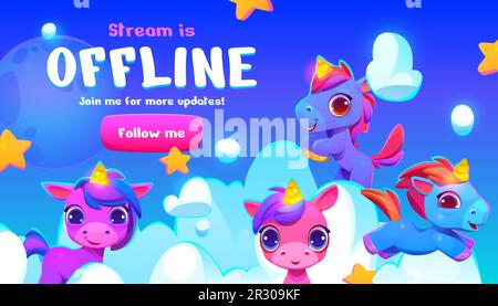 Offline stream cartoon wallpaper banner design for gamer with computer ...