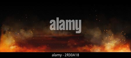 Fire spark overlay with smoke and flame background. Grill heat glow in ...