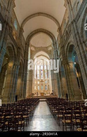 Nave of Saint-Lazare Cathedral, Autun, Departement Saone-et-Loire ...