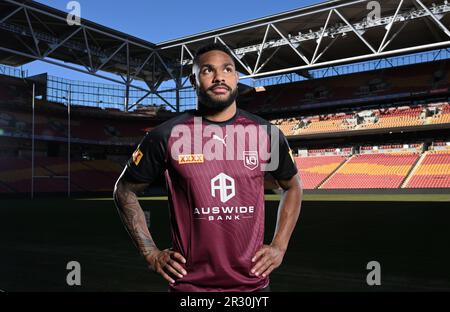 Hamiso Tabuai-Fidow of the Maroons poses for a photograph during the ...
