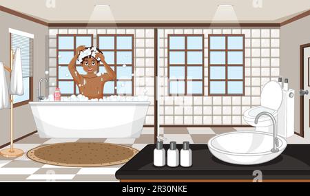A male teen taking a bath illustration Stock Vector Image & Art - Alamy
