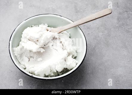 Traditional South African staple, pap or maize meal. Plain in an ...