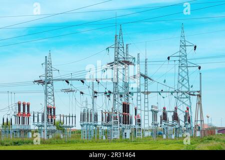 Electrical substation at town suburbs on sunny spring day Stock Photo ...