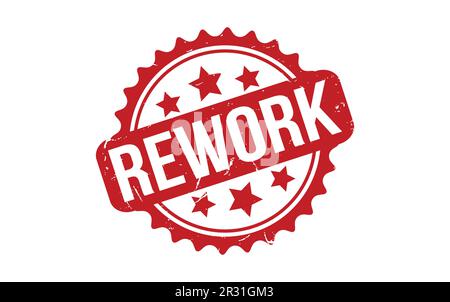 Grunge red rework word rubber seal stamp on white background Stock ...
