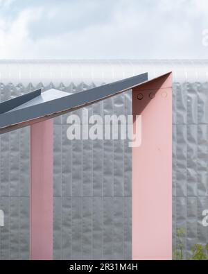 Rotterdam, Netherlands - Pink bus shelter canopy with curved roofs by ...