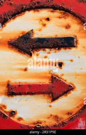 Road Sign with Arrows Pointing Up and Down Stock Photo - Alamy