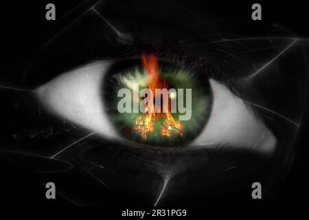 The devil's green eyes Stock Photo - Alamy
