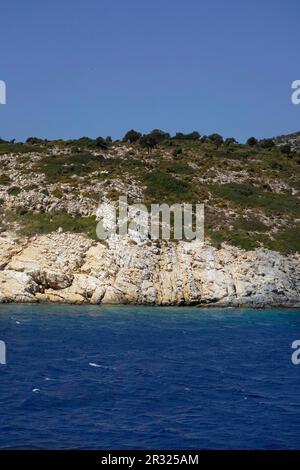 Coast of Agathonisi island, Southern Aegean Sea, Dodecanese Archipelago ...