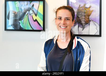 Artist MadC (L) with Mark Bode (R) at the opening ceremony of his ...