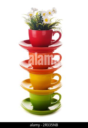 Colorful rainbow cups Stock Photo - Alamy
