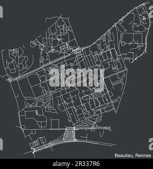Street roads map of the BEAULIEU SUB-QUARTER, RENNES Stock Vector Image ...