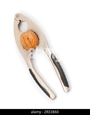 Metal nut cracker tongs for opening nuts isolated on white background ...