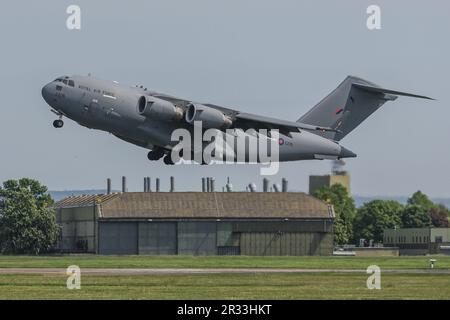 RAF Boeing C-17 Globemaster takes off at at RAF Leeming, Leeming Bar ...