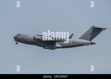 RAF Boeing C-17 Globemaster takes off at at RAF Leeming, Leeming Bar ...