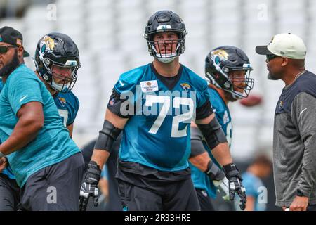 Jacksonville Jaguars offensive lineman Walker Little (72) runs a drill ...